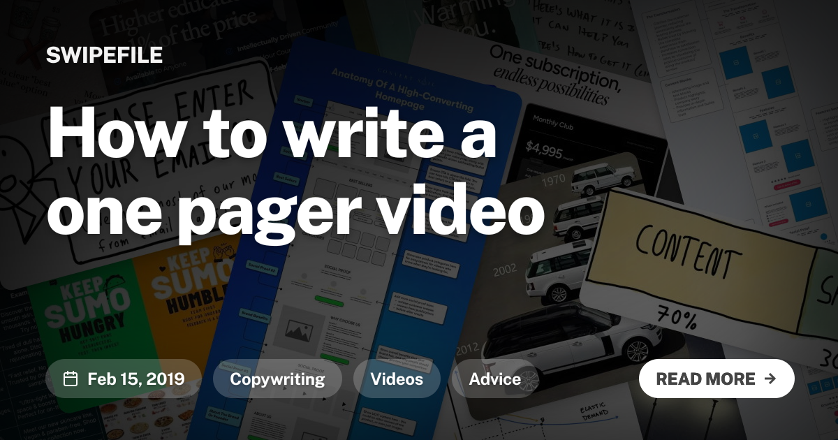 How to write a one pager video | SwipeFile