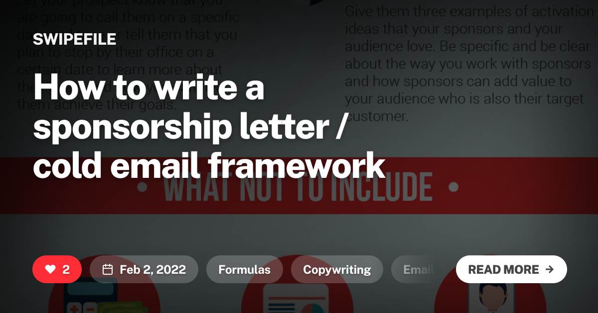 How to write a sponsorship letter / cold email framework | SwipeFile