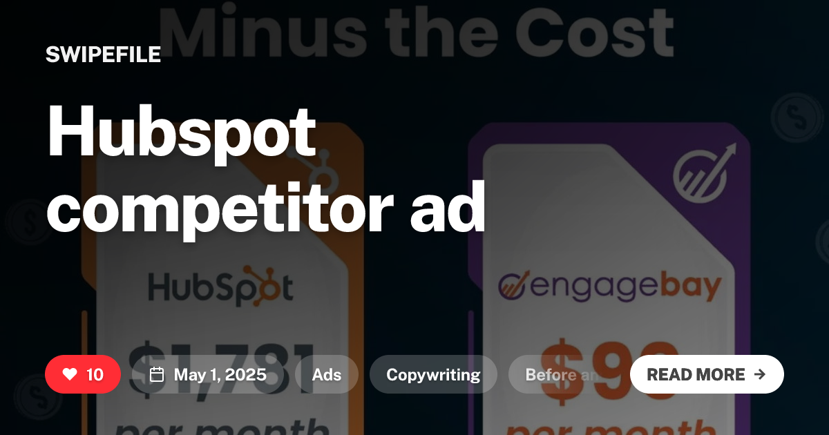 Hubspot competitor ad | SwipeFile