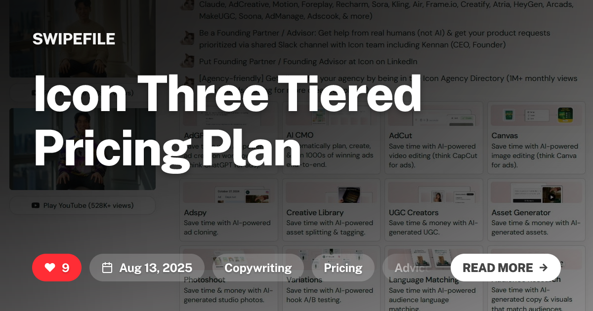 Icon Three Tiered Pricing Plan | SwipeFile
