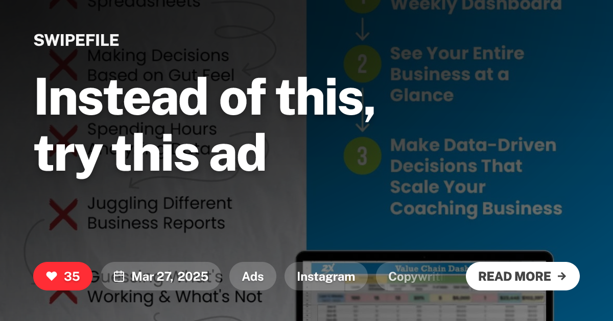 Instead of this, try this ad | SwipeFile