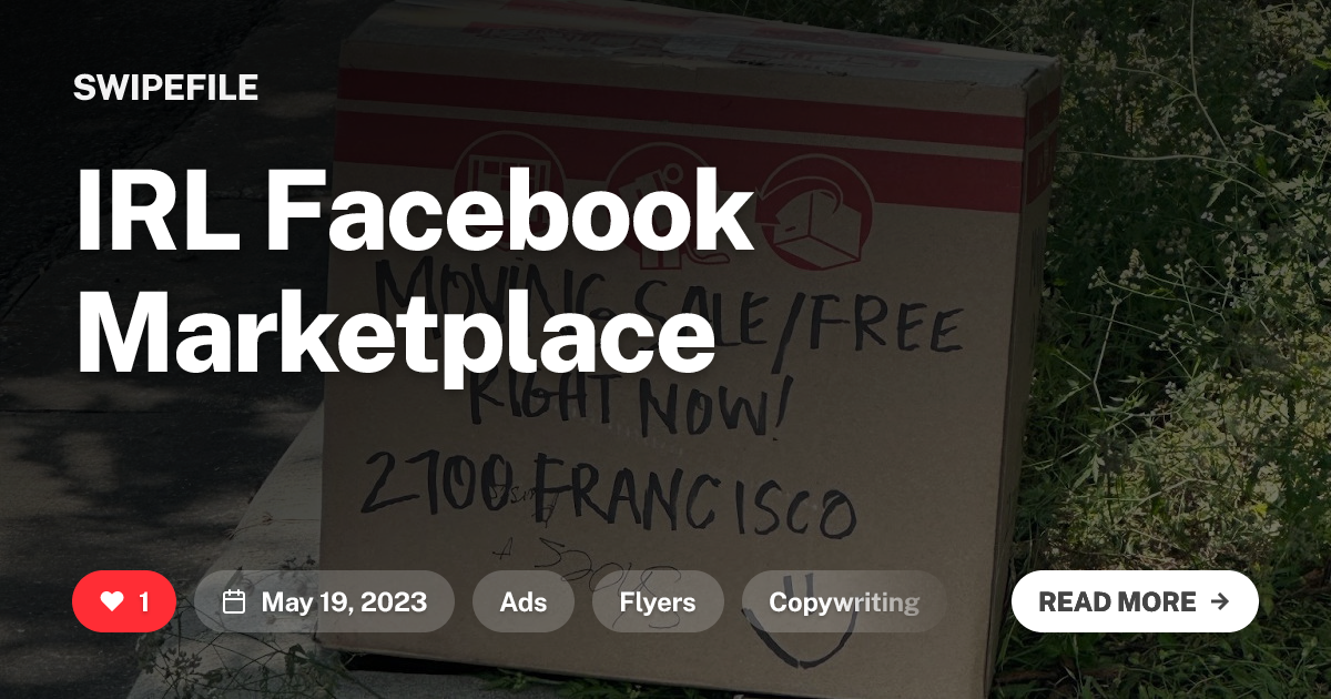 IRL Facebook Marketplace | SwipeFile