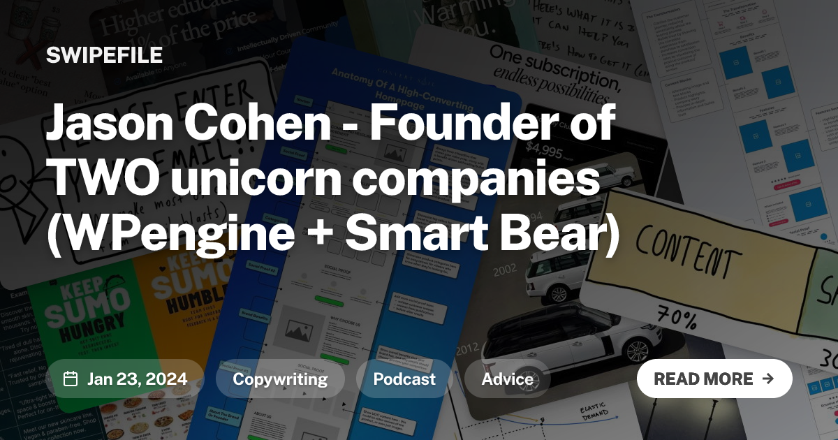 Jason Cohen - Founder of TWO unicorn companies (WPengine + Smart Bear ...