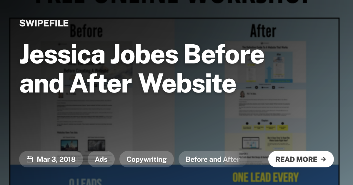 Jessica Jobes Before and After Website | SwipeFile