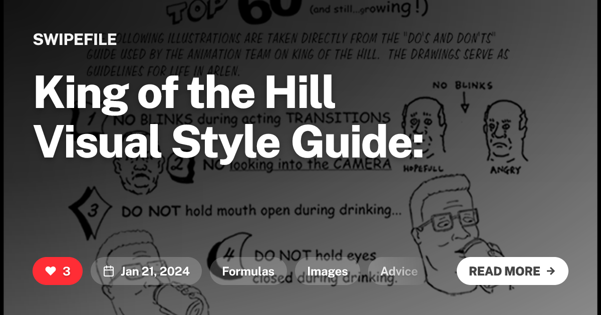 King of the Hill Visual Style Guide: | SwipeFile