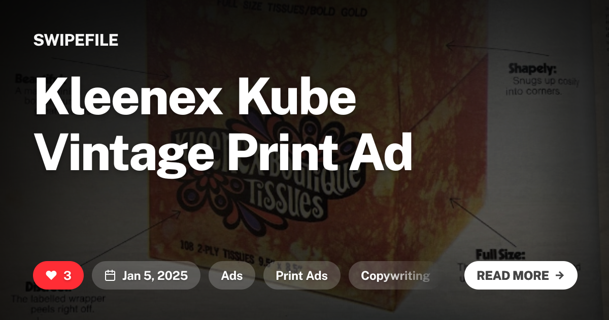 Kleenex Kube Vintage Print Ad | SwipeFile