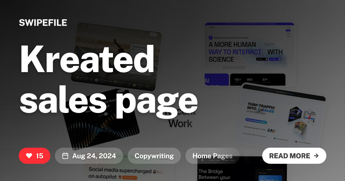 Kreated sales page | SwipeFile