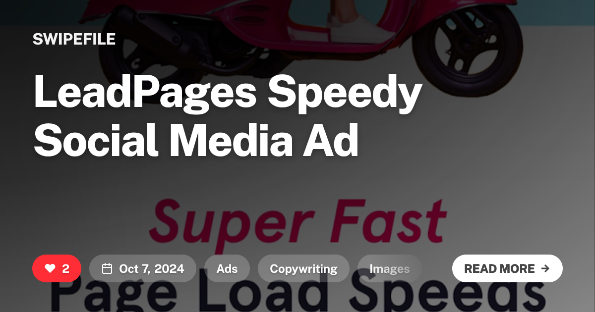 LeadPages Speedy Social Media Ad | SwipeFile