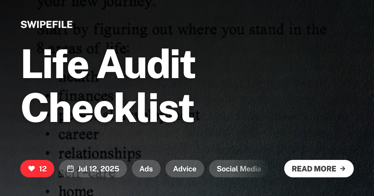 Life Audit Checklist | SwipeFile