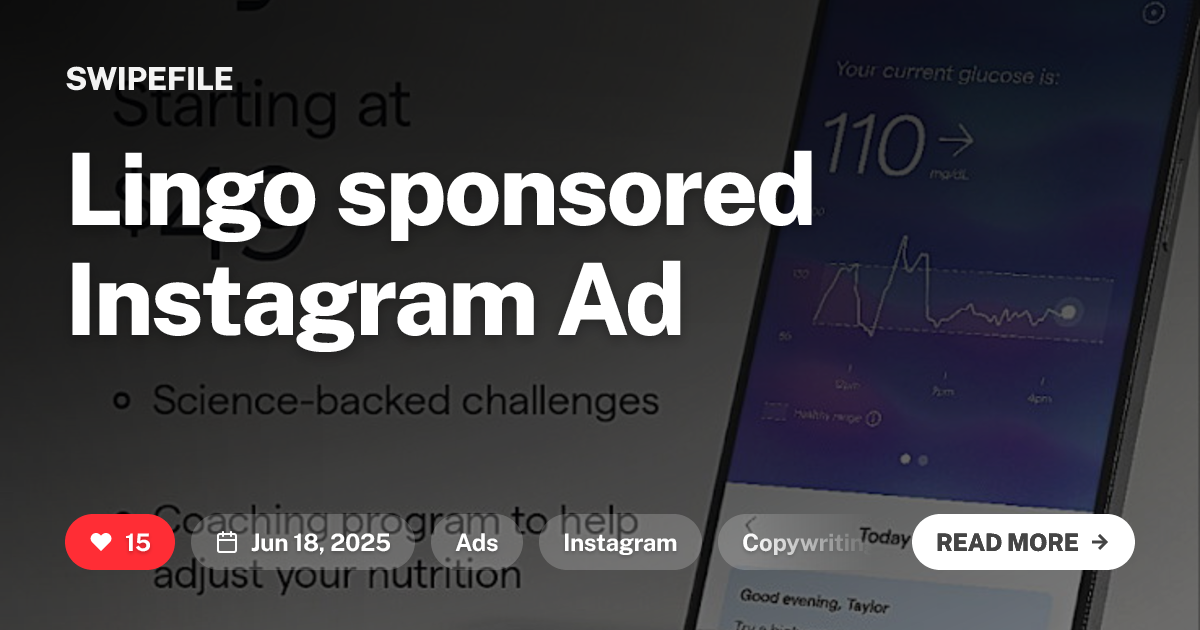 Lingo sponsored Instagram Ad | SwipeFile