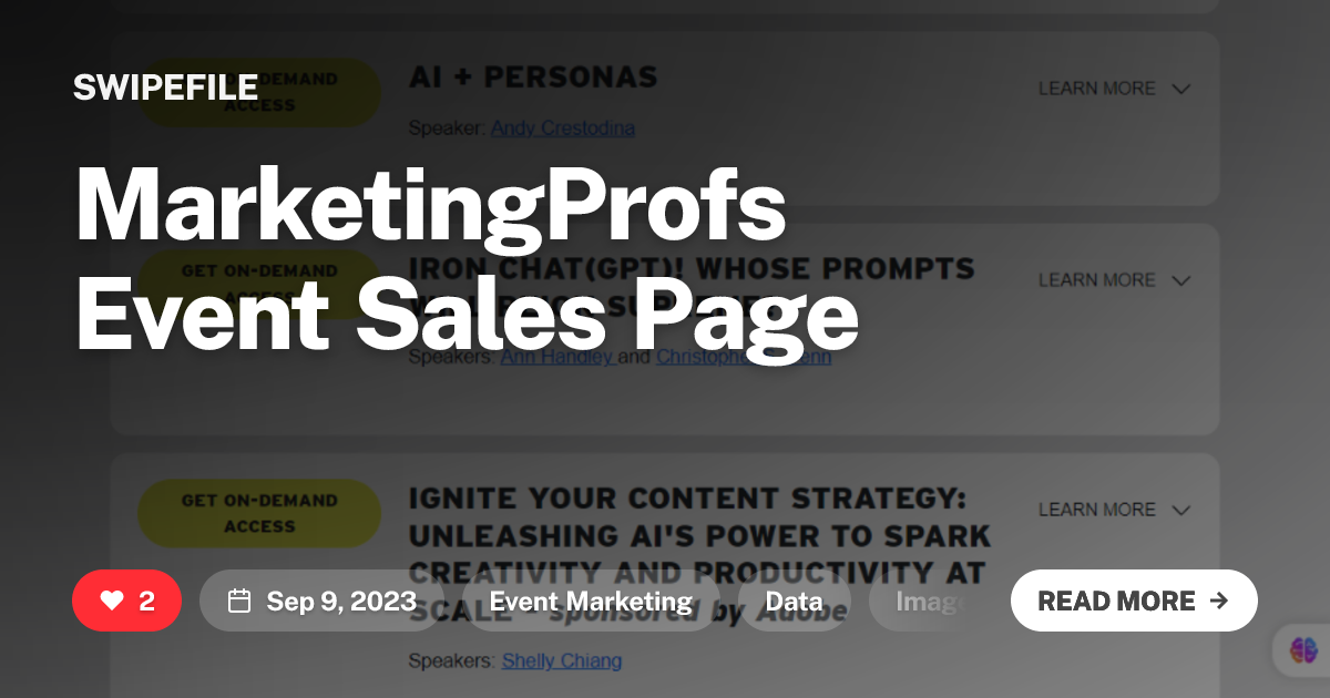 MarketingProfs Event Sales Page | SwipeFile