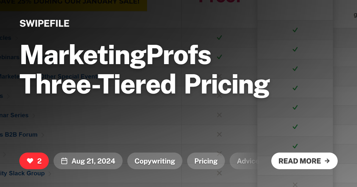 MarketingProfs Three-Tiered Pricing | SwipeFile