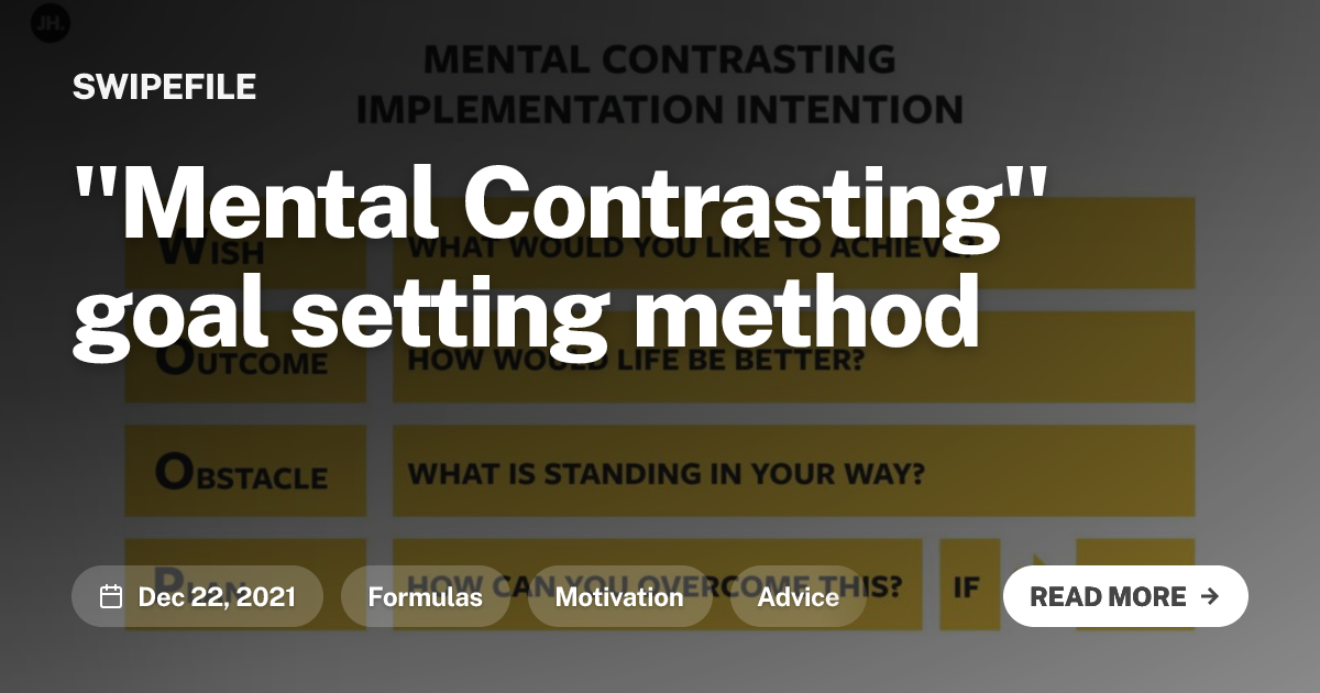 "Mental Contrasting" goal setting method | SwipeFile