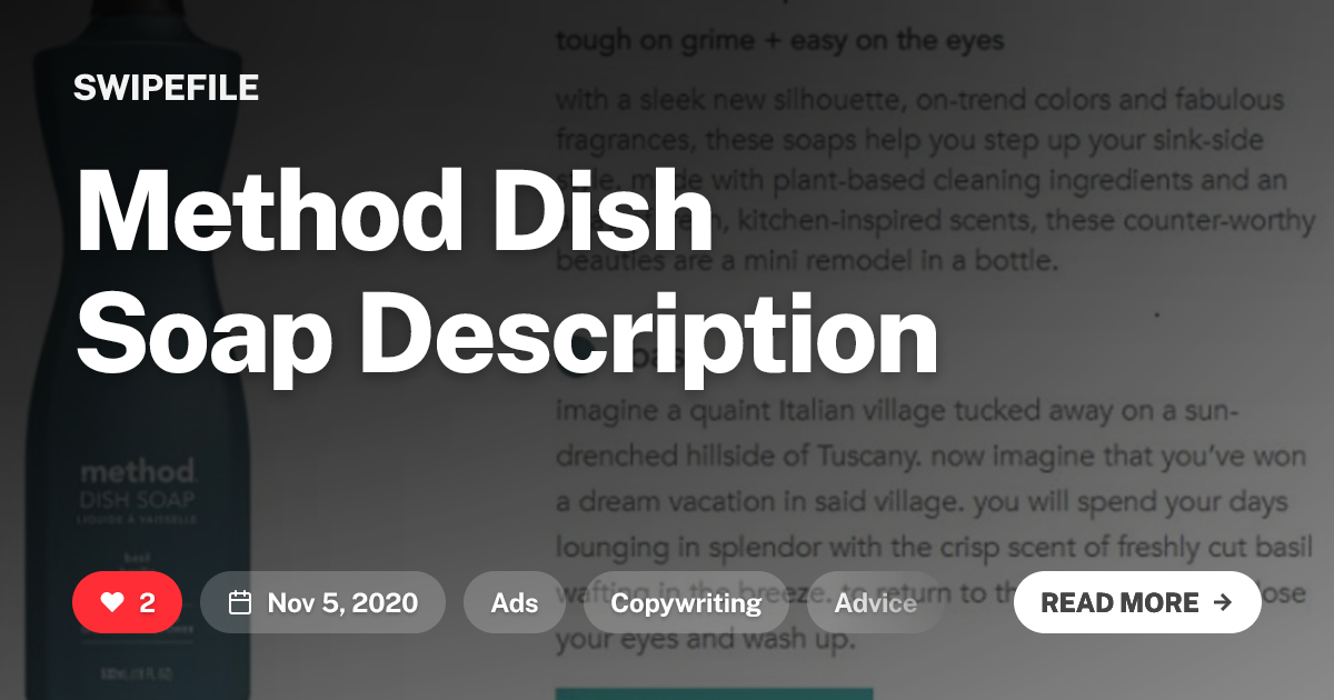 Method Dish Soap Description | SwipeFile