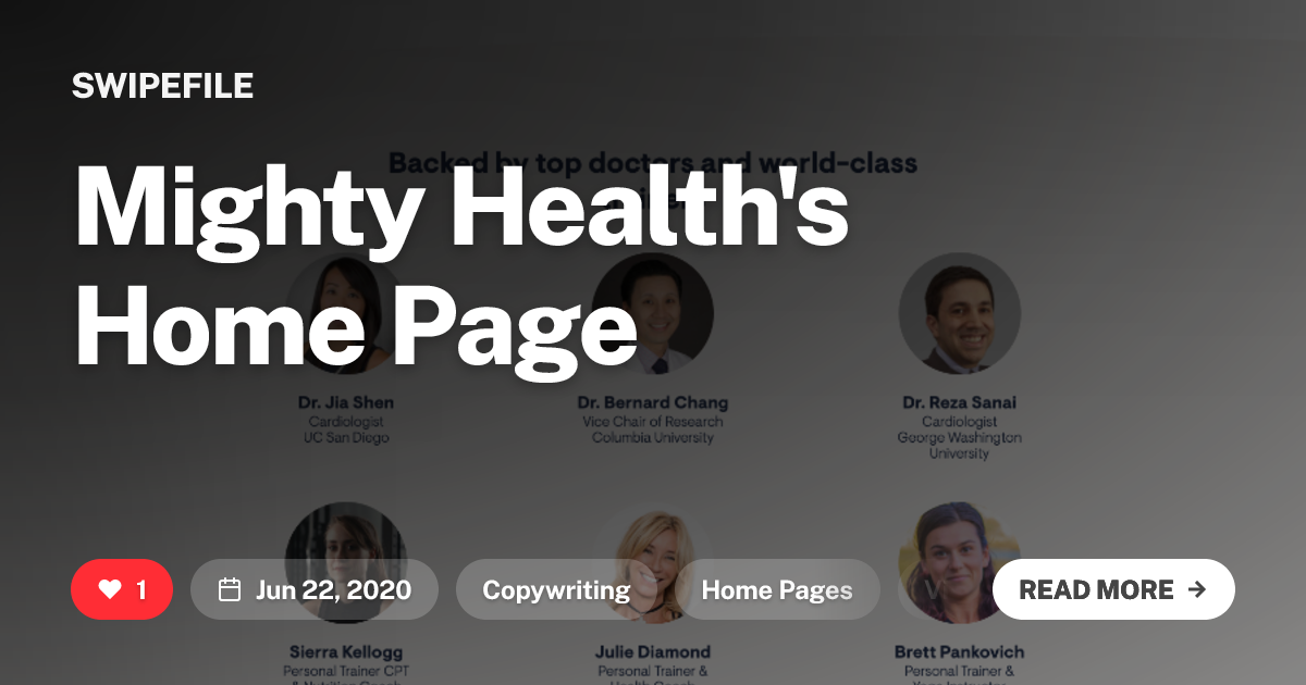 Mighty Health's Home Page | SwipeFile
