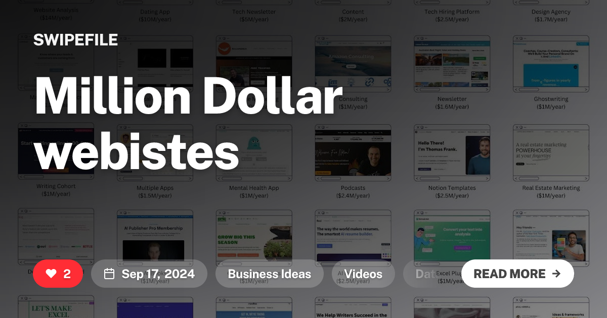 Million Dollar webistes | SwipeFile