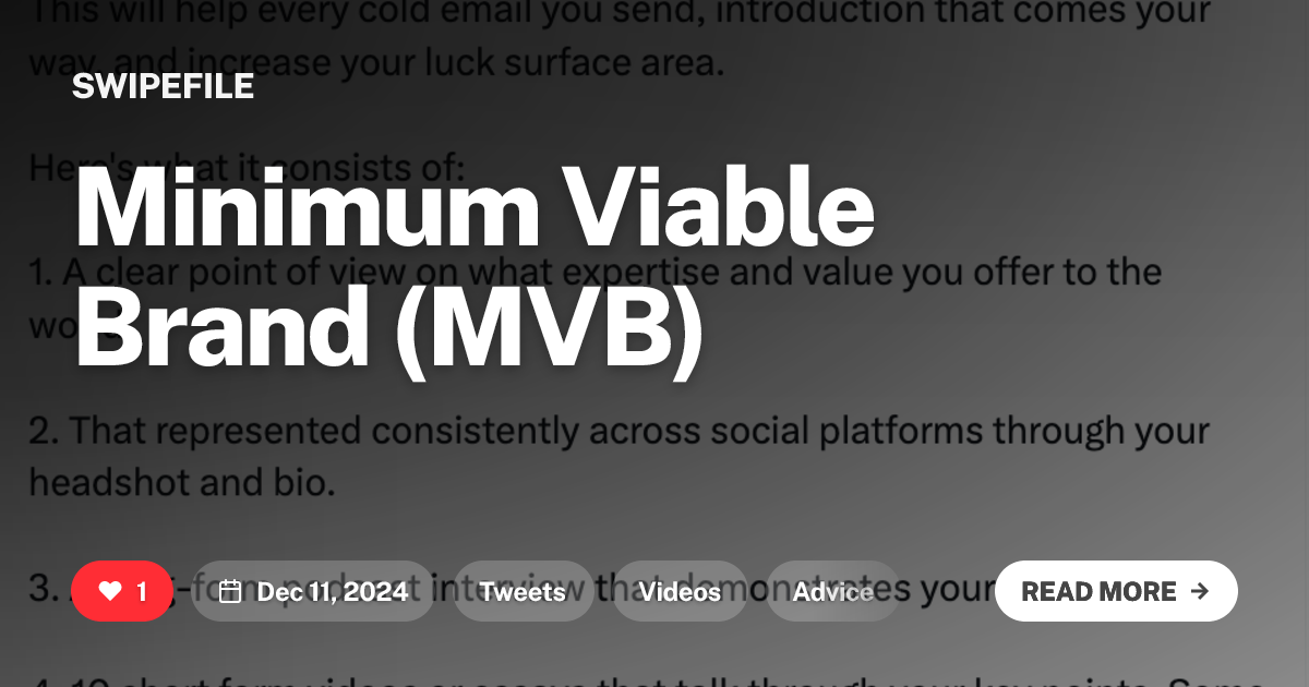 Minimum Viable Brand (MVB) | SwipeFile