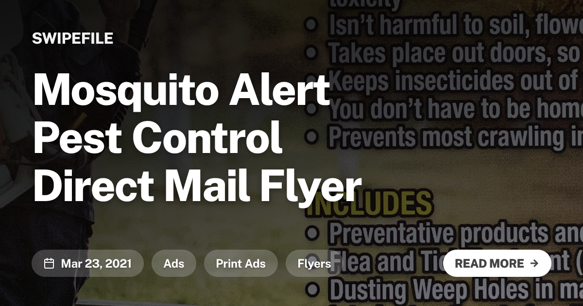 Mosquito Alert Pest Control Direct Mail Flyer | SwipeFile