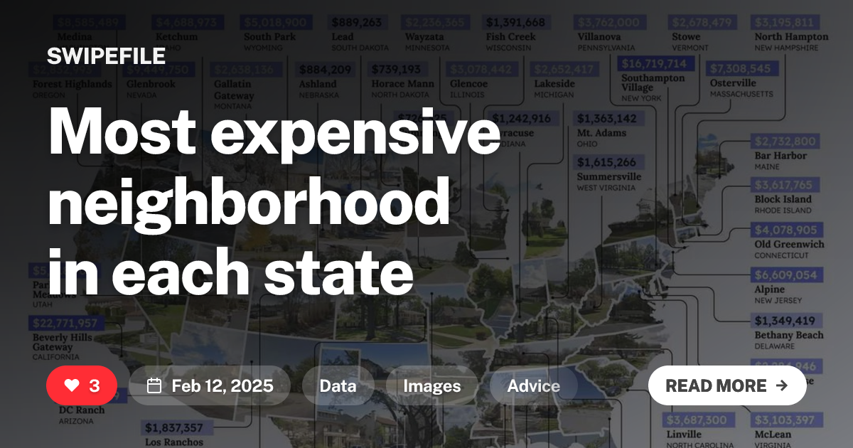 Most expensive neighborhood in each state | SwipeFile