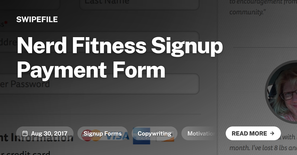 Nerd Fitness Signup Payment Form | SwipeFile