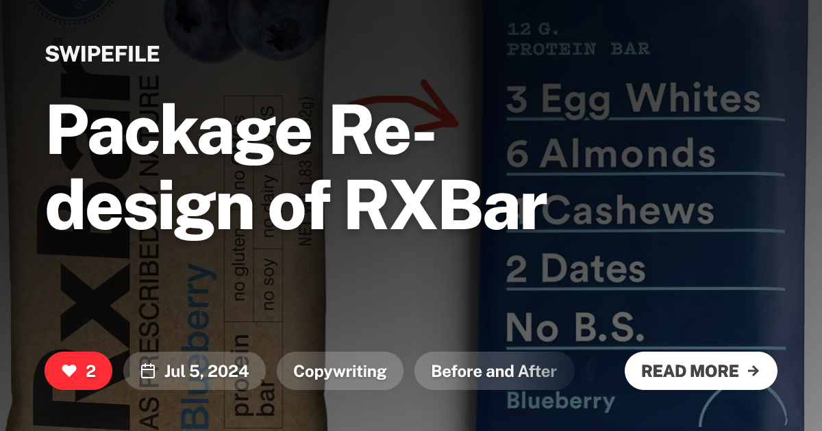 Package Re-design of RXBar | SwipeFile