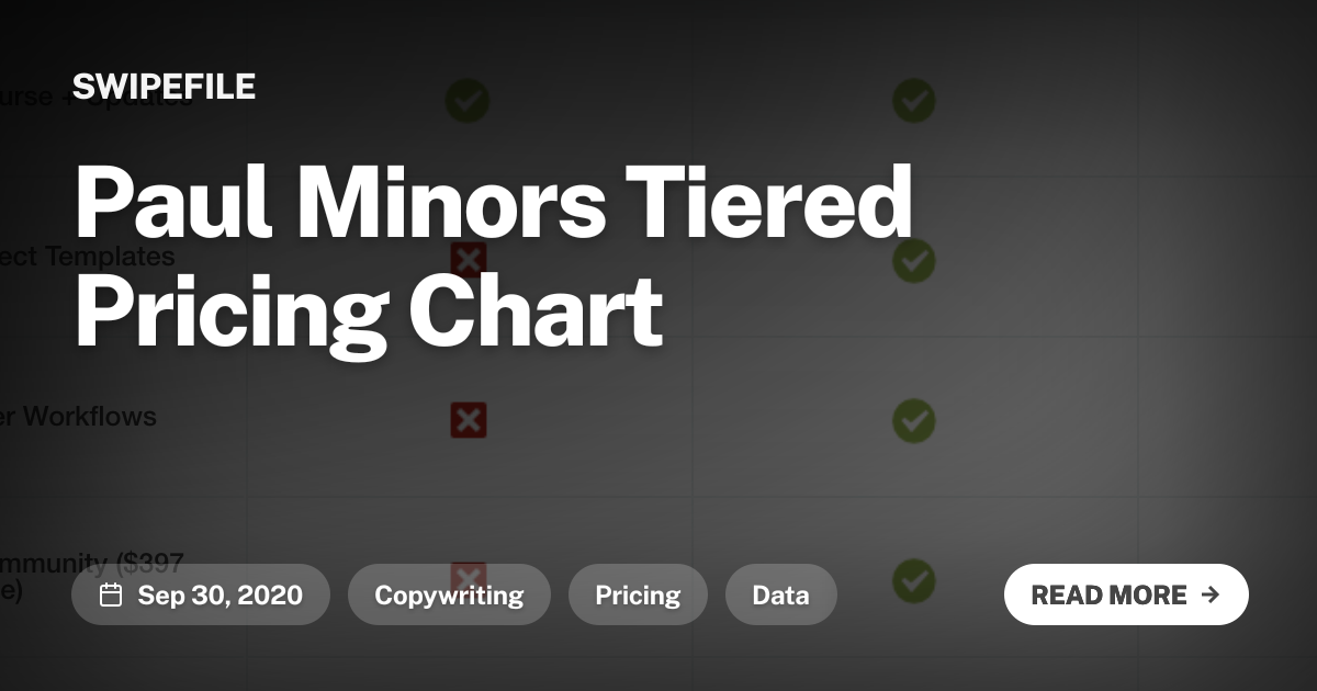 Paul Minors Tiered Pricing Chart | SwipeFile