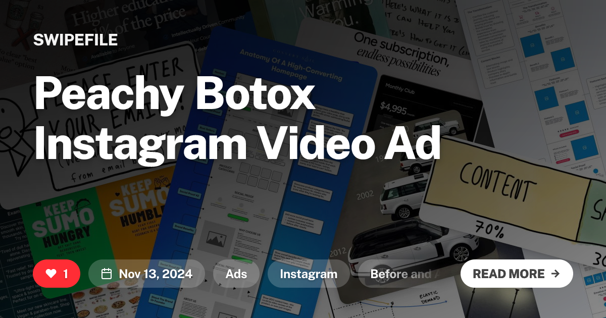 Peachy Botox Instagram Video Ad | SwipeFile