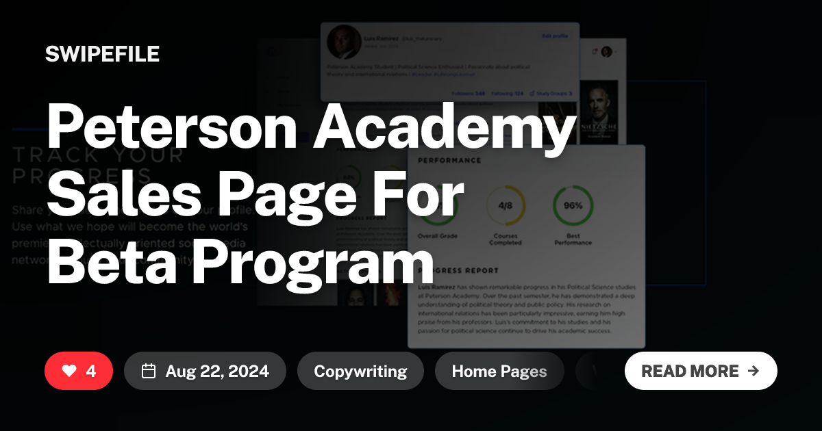 Peterson Academy Sales Page For Beta Program | SwipeFile
