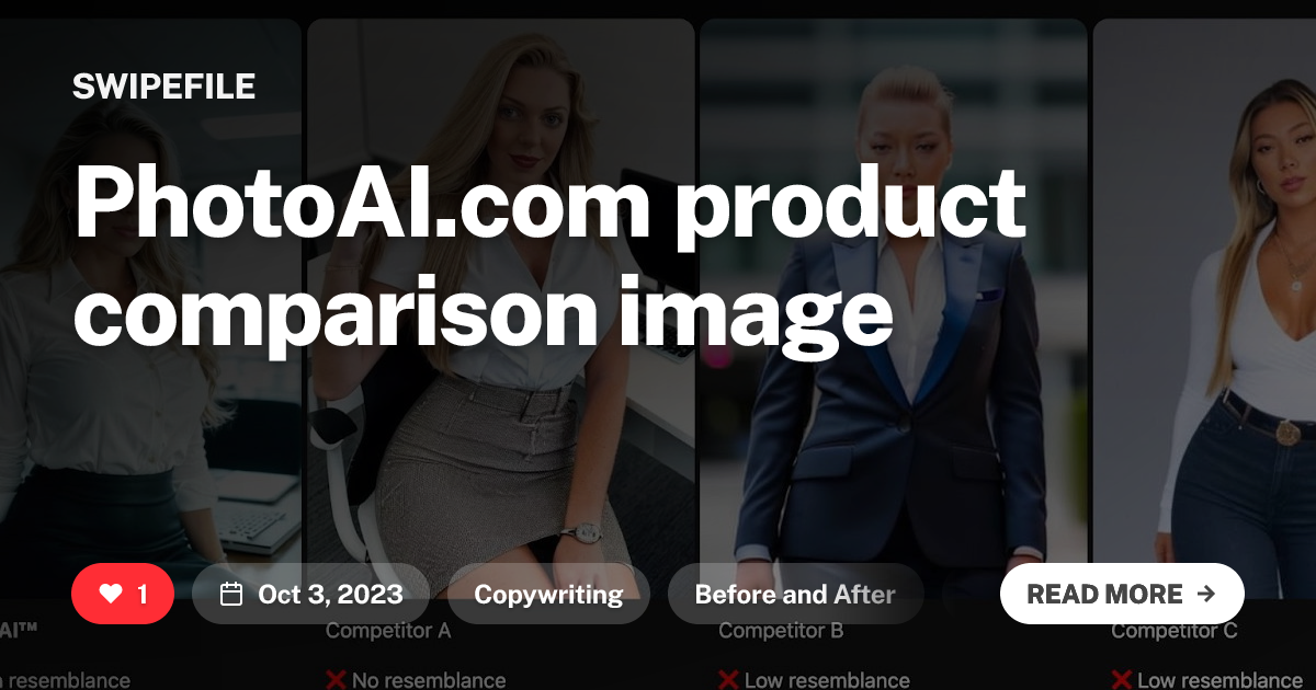 PhotoAI.com product comparison image | SwipeFile