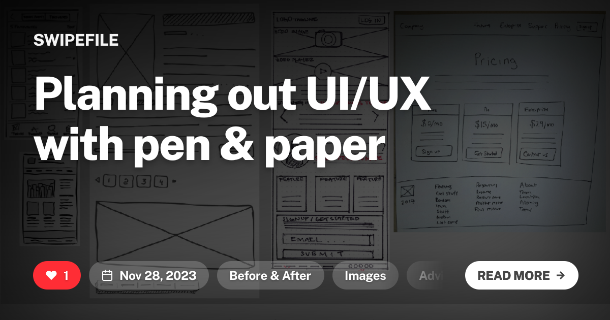 Planning out UI/UX with pen & paper | SwipeFile