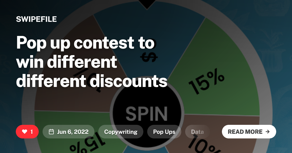 Pop up contest to win different different discounts | SwipeFile