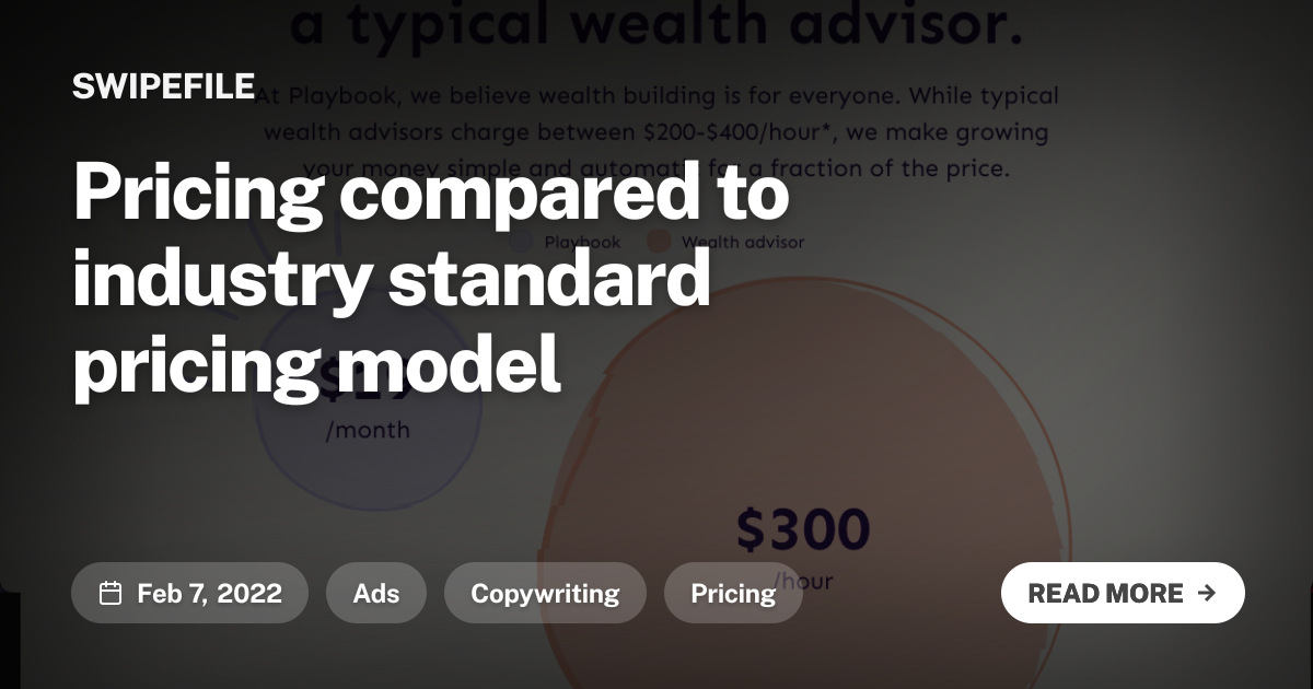 Pricing compared to industry standard pricing model | SwipeFile