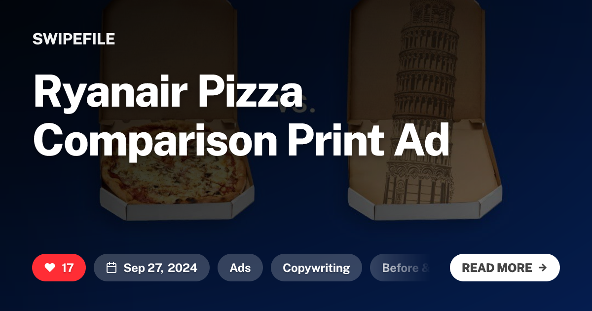 Ryanair Pizza Comparison Print Ad | SwipeFile