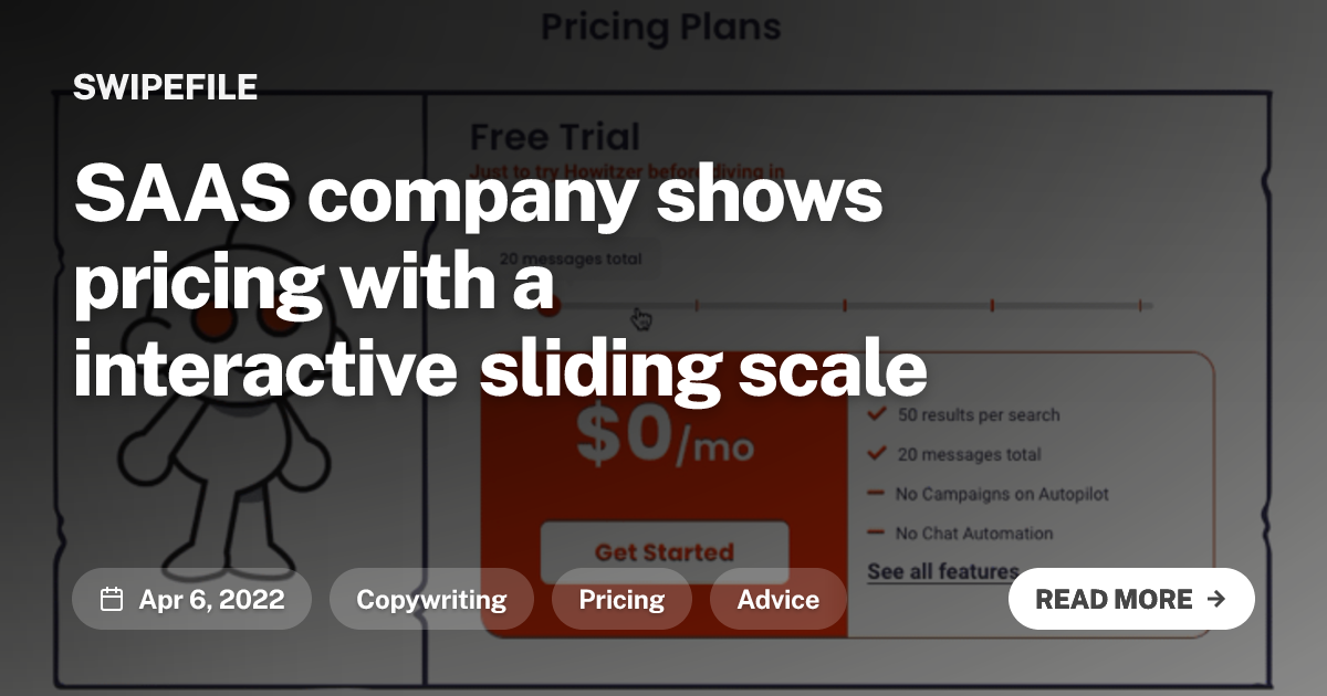 SAAS company shows pricing with a interactive sliding scale | SwipeFile