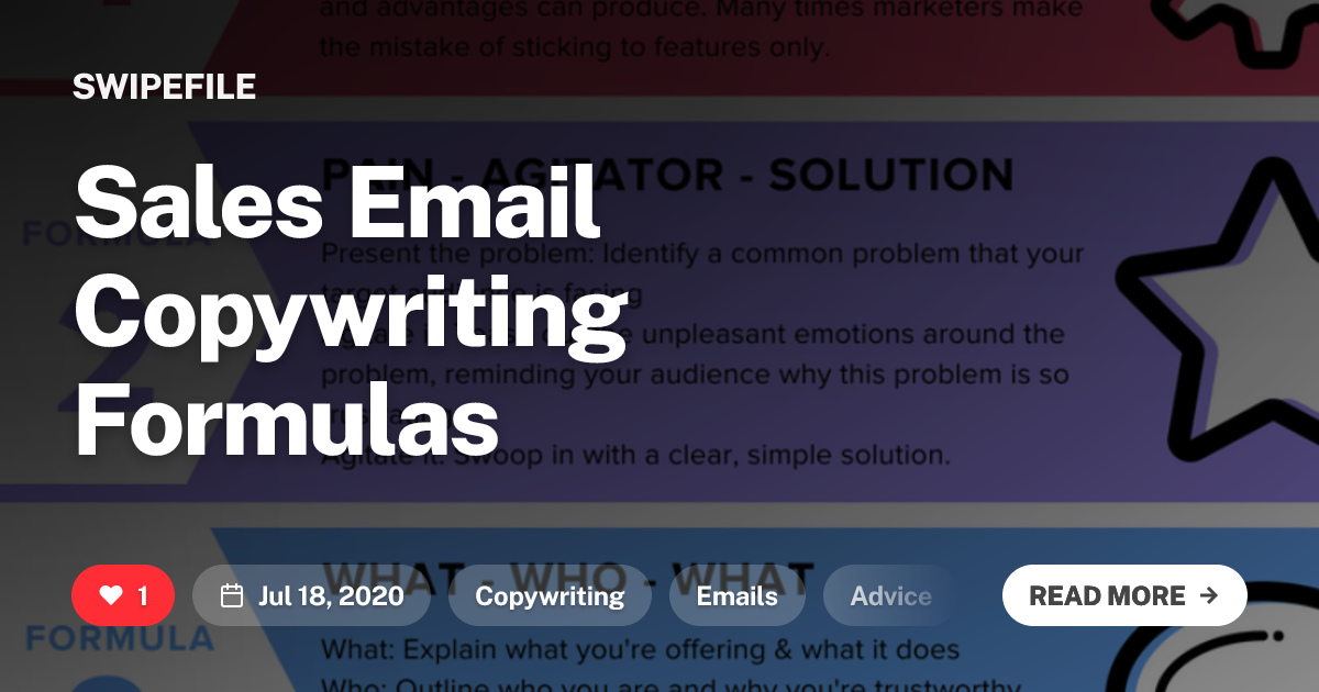 Sales Email Copywriting Formulas | SwipeFile
