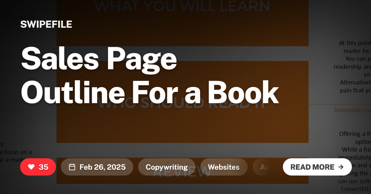 Sales Page Outline For a Book | SwipeFile