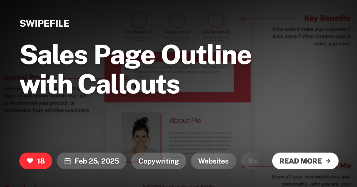 Sales Page Outline with Callouts | SwipeFile