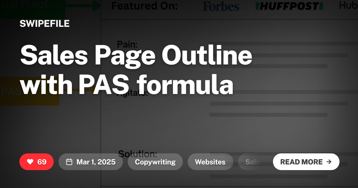 Sales Page Outline with PAS formula | SwipeFile