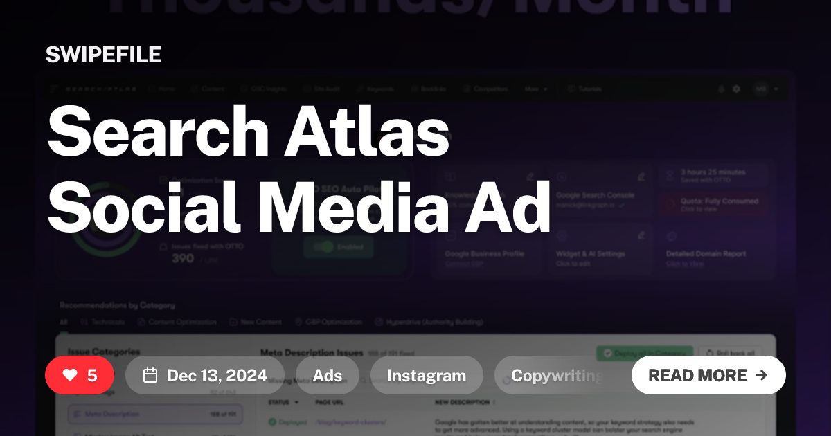 Search Atlas Social Media Ad | SwipeFile