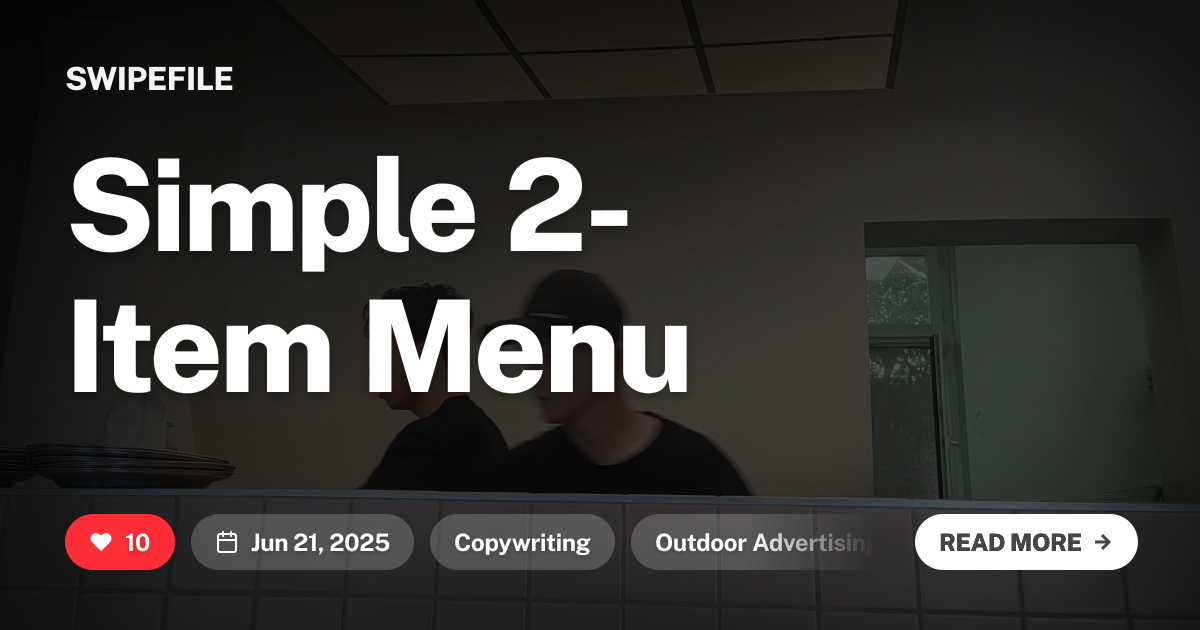 Simple 2-Item Menu | SwipeFile