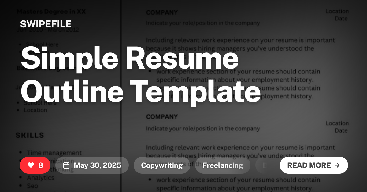 Simple Resume Outline Template | SwipeFile