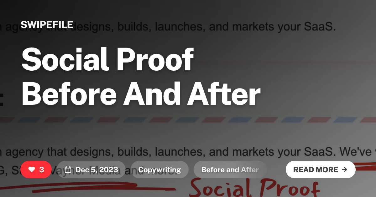 Social Proof Before And After | SwipeFile
