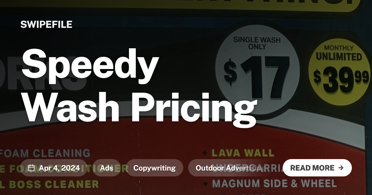 Speedy Wash Pricing | SwipeFile