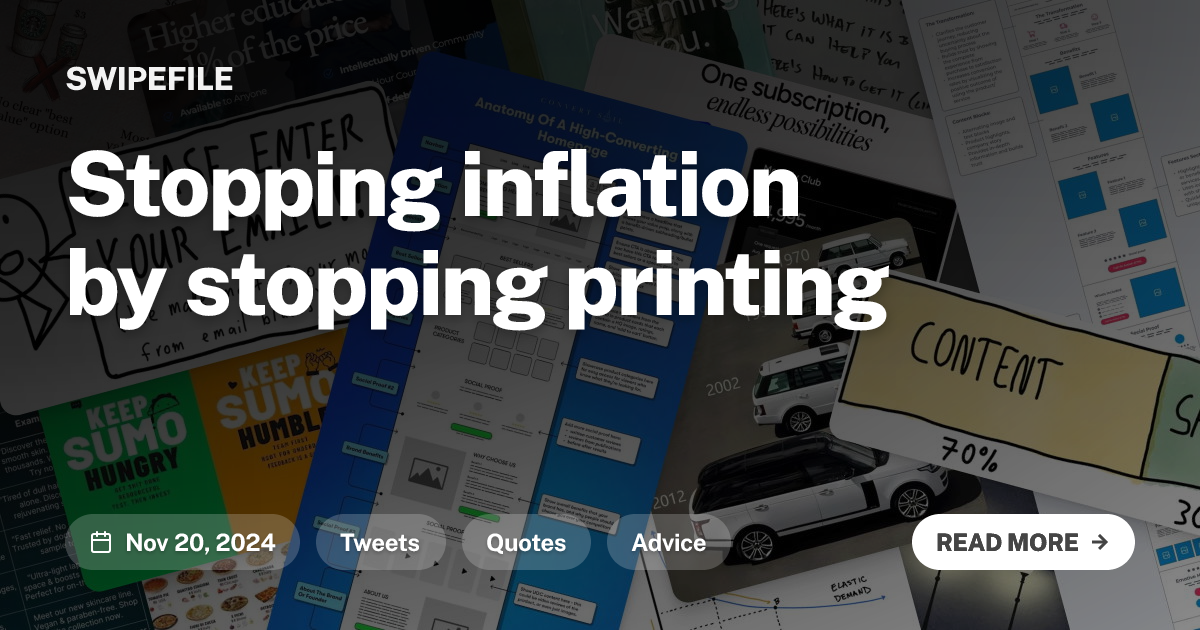 Stopping inflation by stopping printing | SwipeFile
