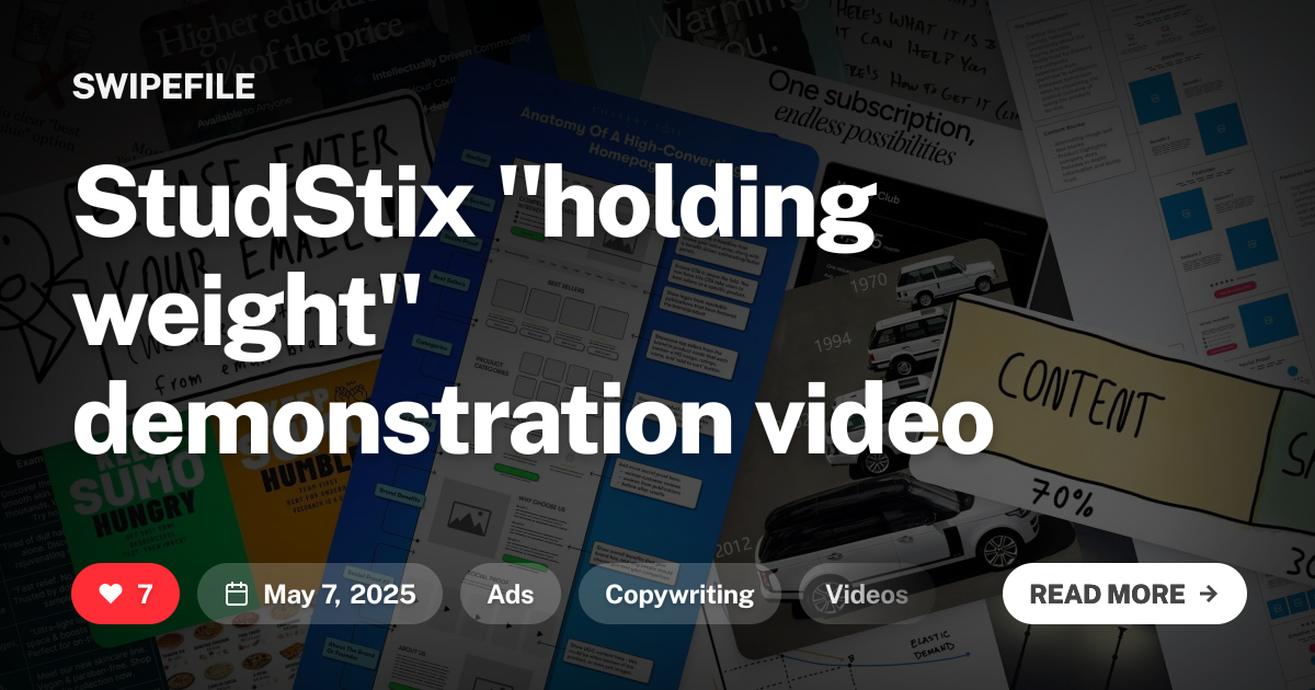 StudStix "holding weight" demonstration video | SwipeFile
