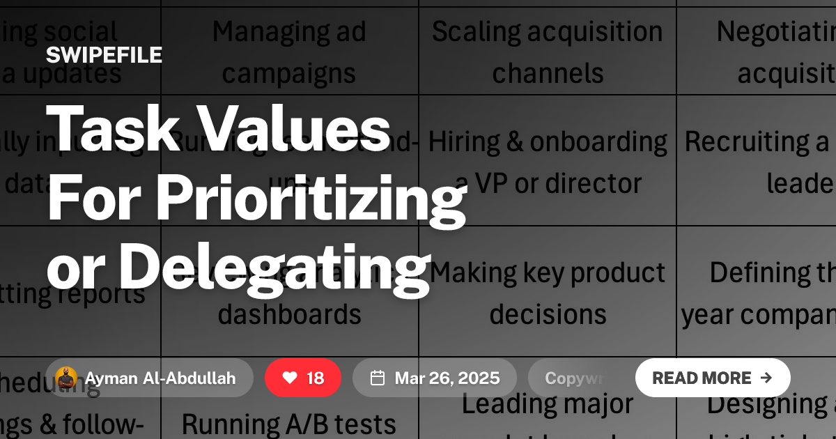 Task Values For Prioritizing or Delegating | SwipeFile