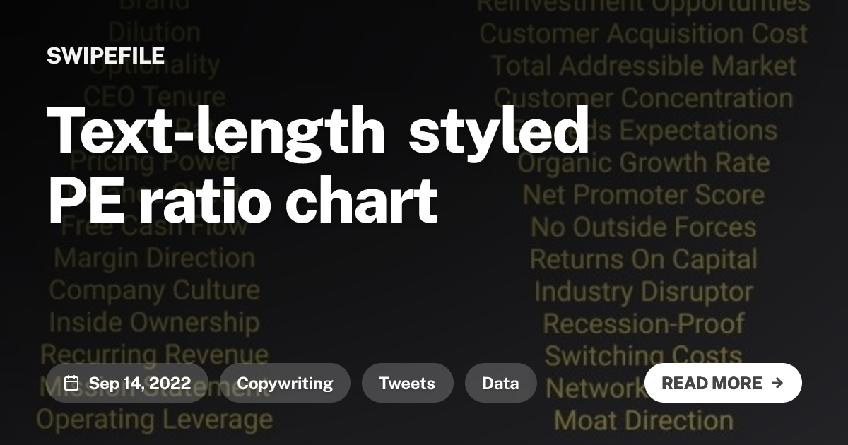 Text-length styled PE ratio chart | SwipeFile