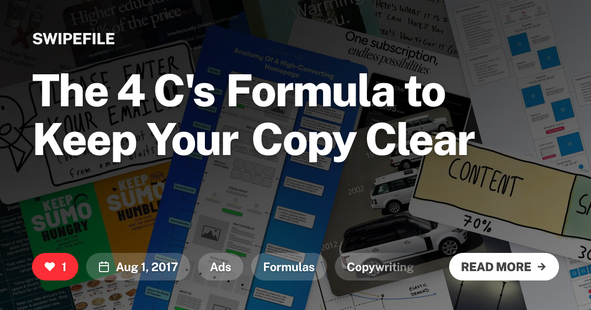 The 4 C's Formula to Keep Your Copy Clear | SwipeFile