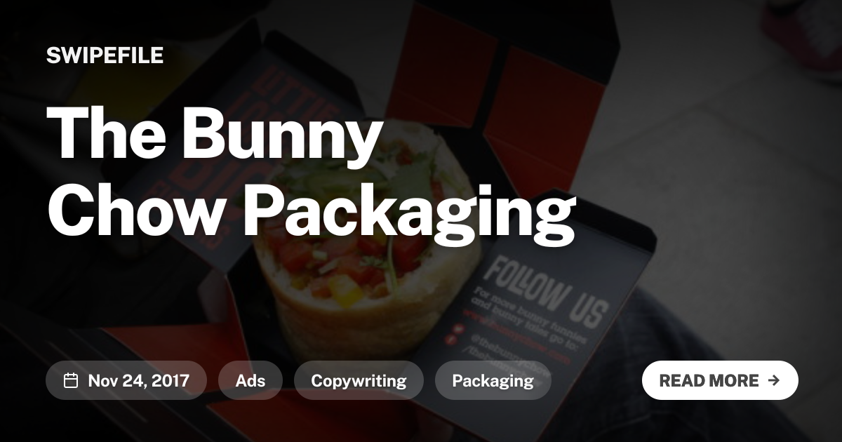 The Bunny Chow Packaging | SwipeFile