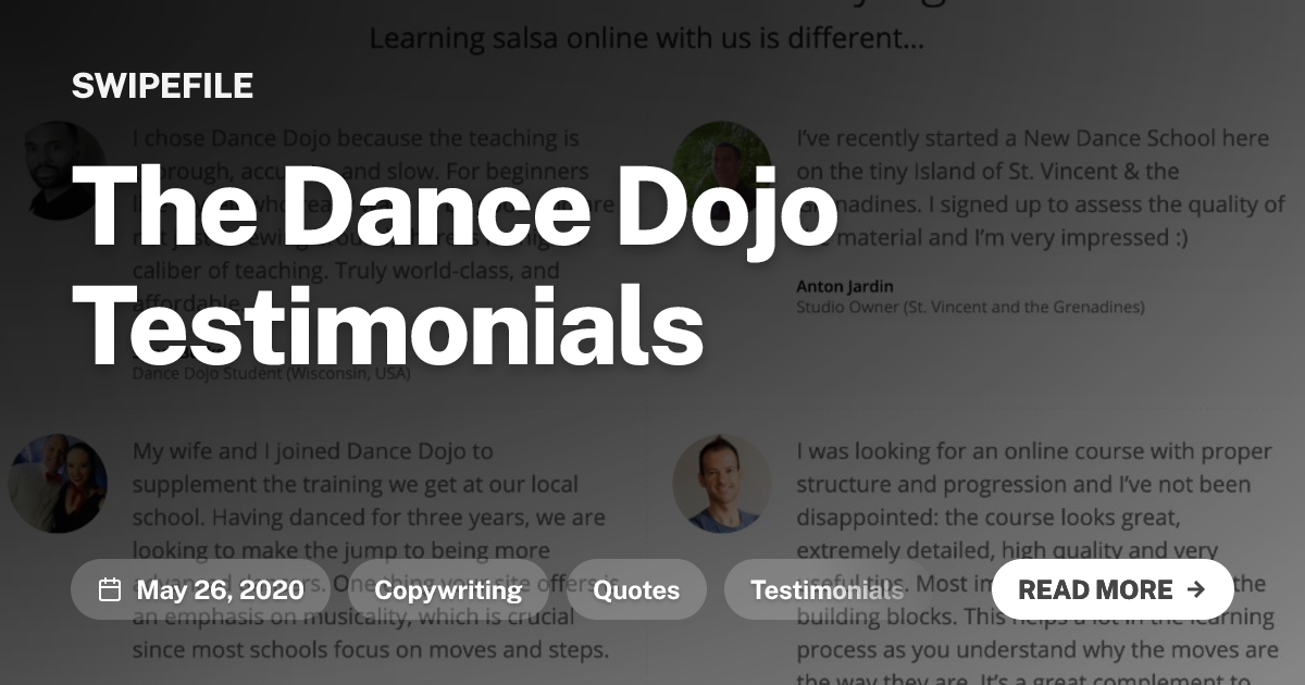 The Dance Dojo Testimonials | SwipeFile